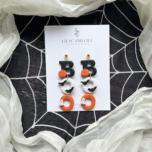 BOO Halloween Earrings| BOO Bat Earrings| BOO Ghost Earrings| Clay ...