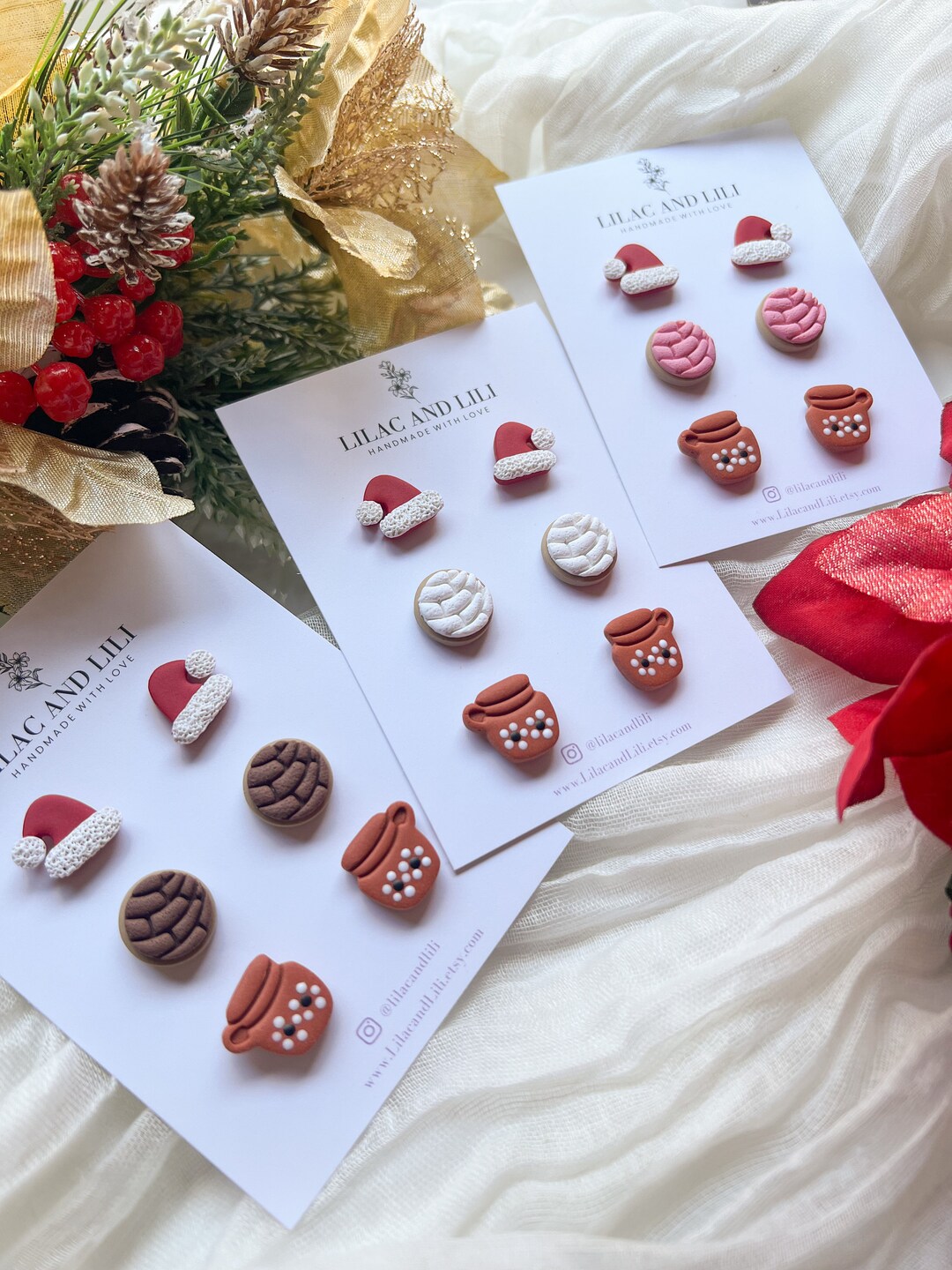 Christmas Earrings| Concha Earrings| Concha Stud Earrings| Cafecito Con ...