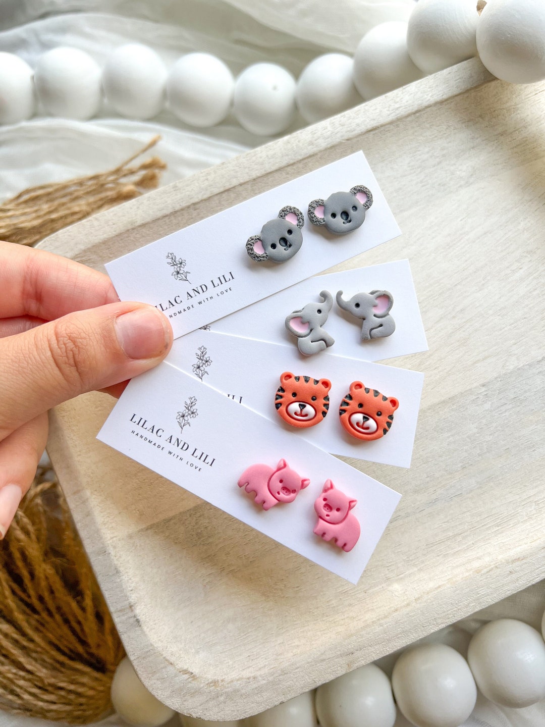 Summer Clay Studs| Farm Animals Clay Earrings| Zoo Animals Clay Studs ...