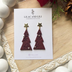 Christmas Tree Earrings Christmas Dangles Holiday Earrings Polymer Clay ...