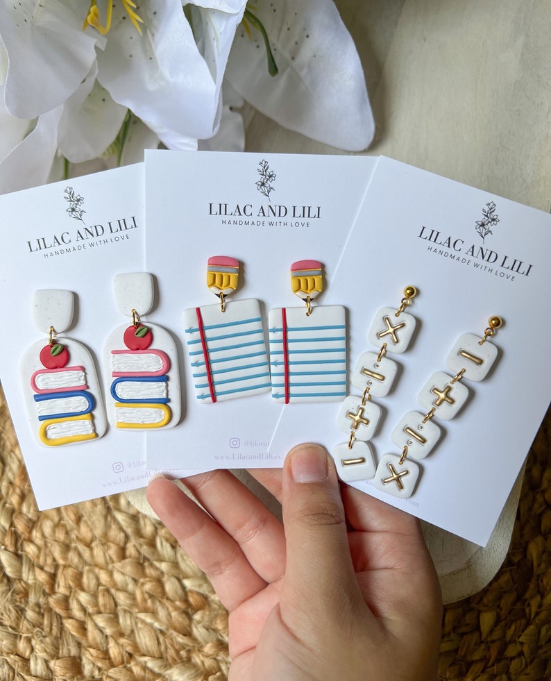 Back to School Earrings| Clay Earrings| Teacher Gift| Teacher ...