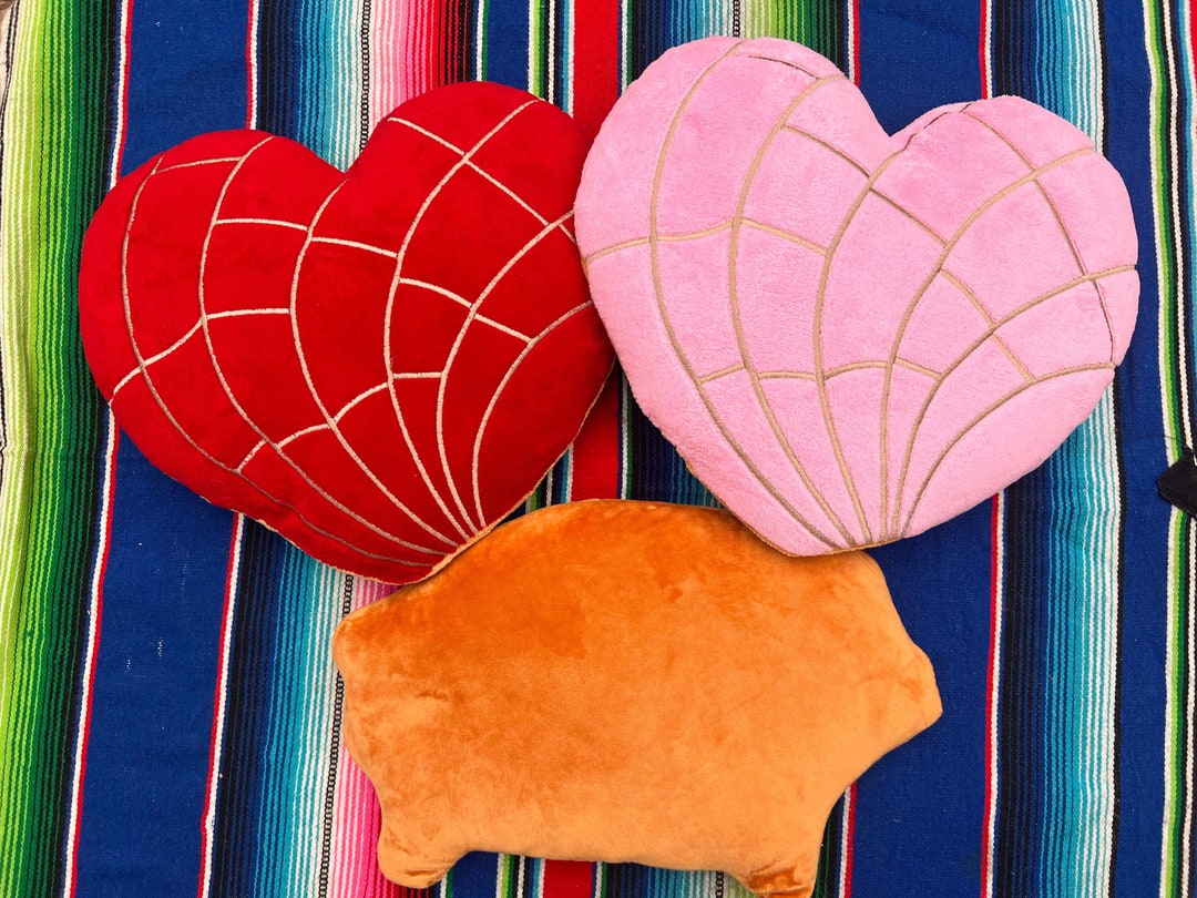 Heart Concha Pillow| Pan Dulce Accessories| Pink Heart Concha Pillow ...