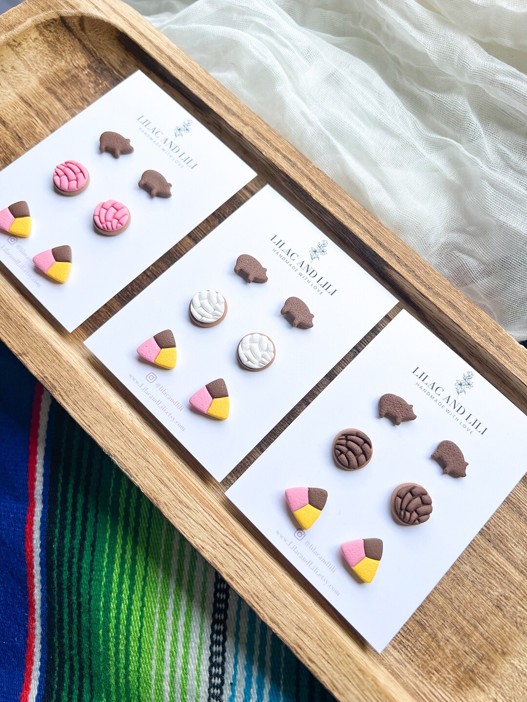 Mexican Earrings| Pan Dulce Earrings| Concha Studs| Tricolor Studs| Pan ...
