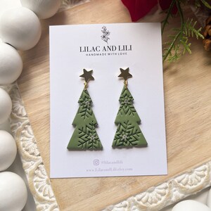 Christmas Tree Earrings Christmas Dangles Holiday Earrings Polymer Clay ...
