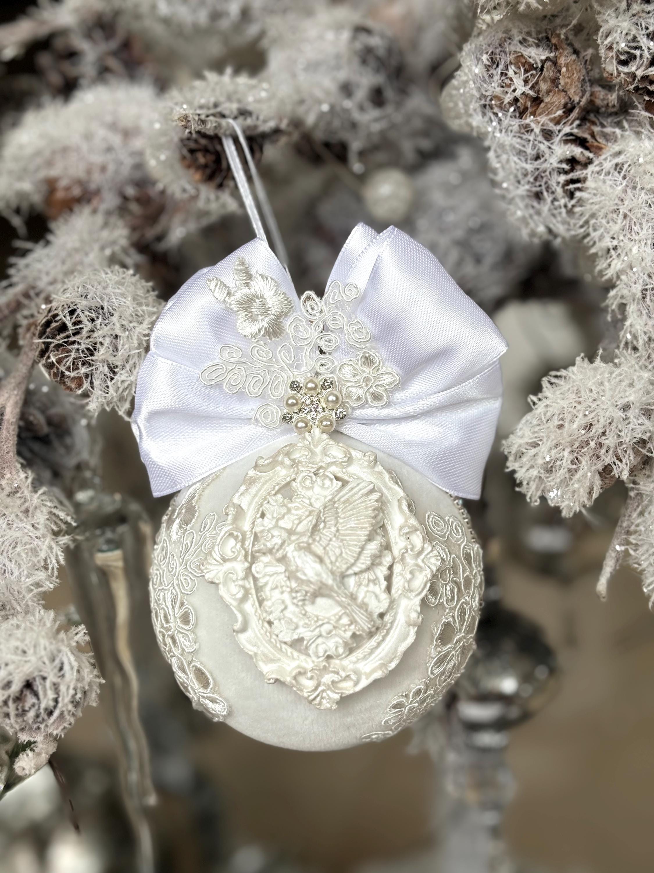 Handmade White Christmas Ornaments Christmas Balls Christmas Baubles ...