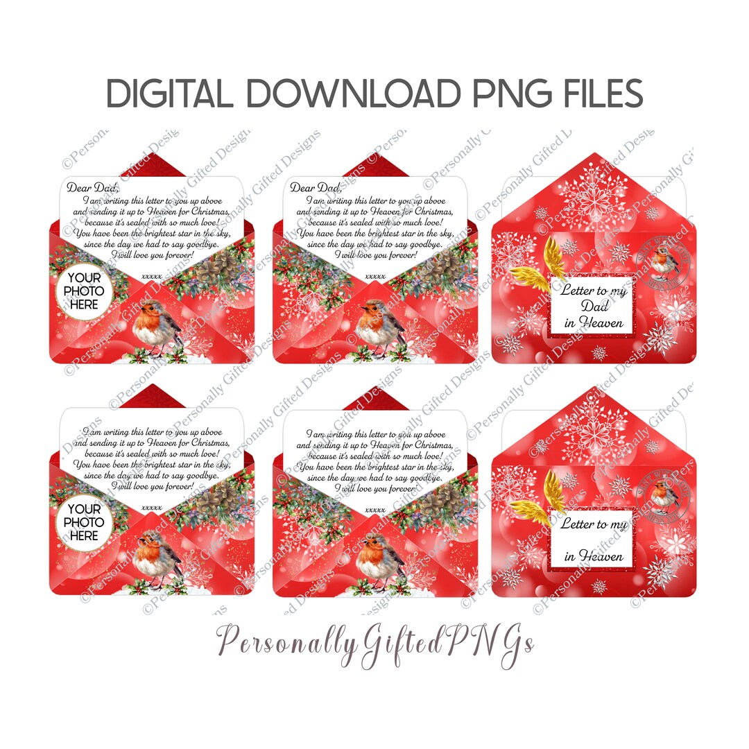 Envelope With Christmas Letter to Heaven Robin Design Digital Download ...