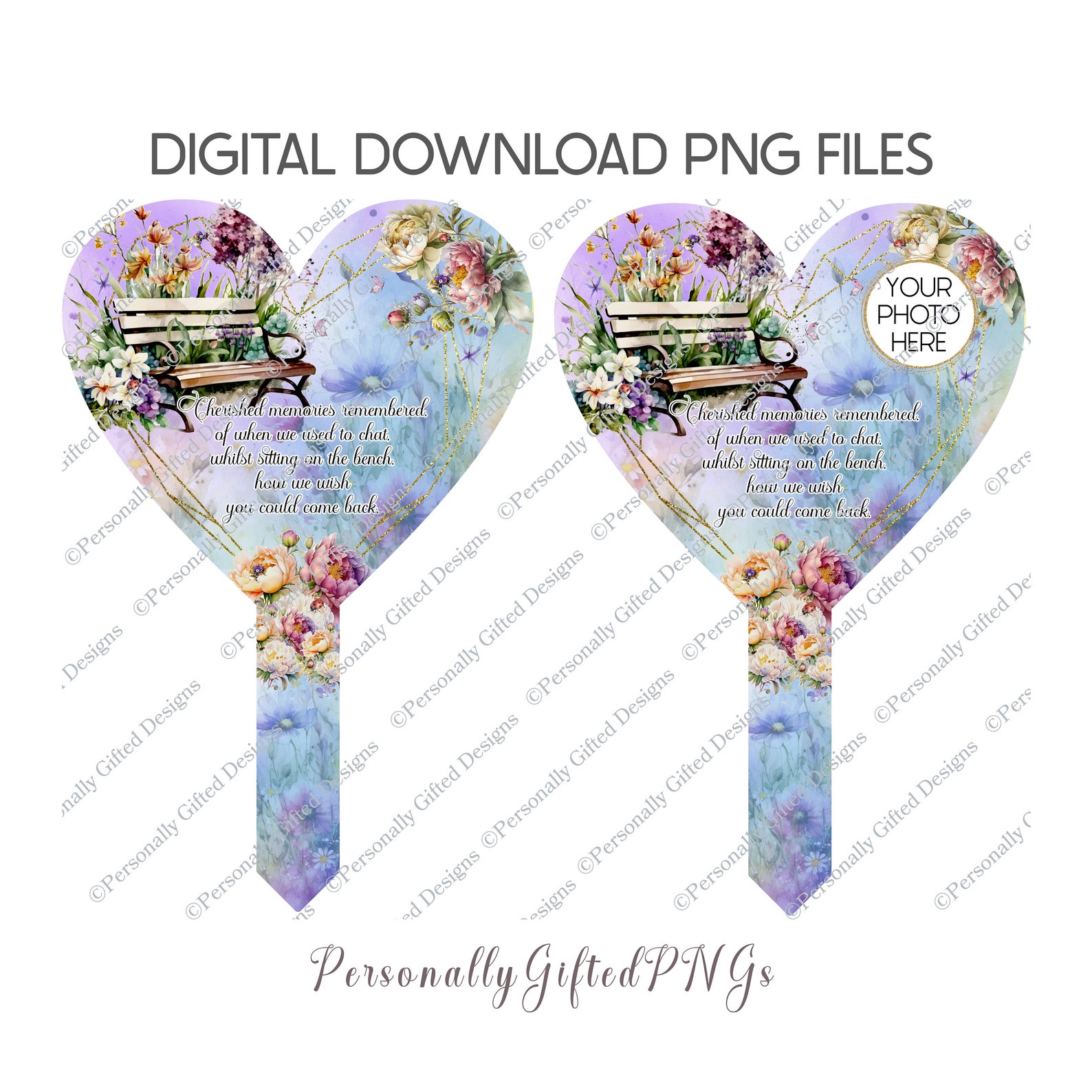 Bench Memorial Heart Grave Marker Design Digital Download, Lilac Bench ...