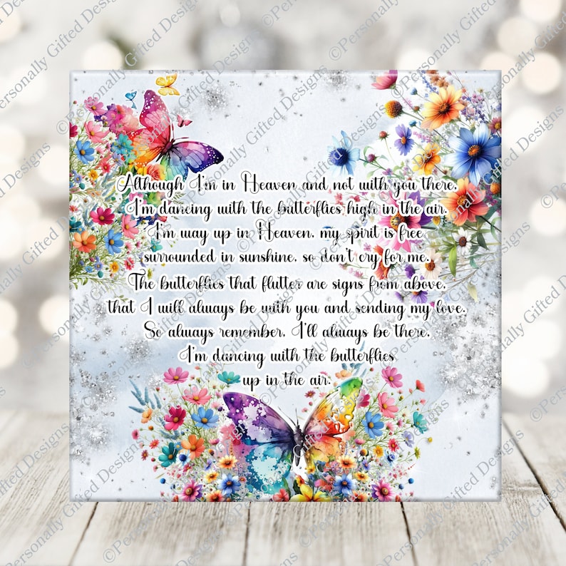 Butterfly Memorial Poem Design Bundle Square Design Digital Download ...