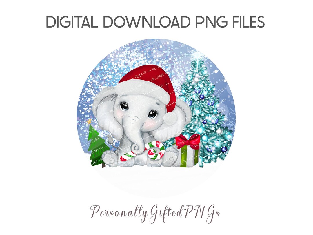Christmas Elephant Digital Download, Christmas Elephant Bauble PNG ...
