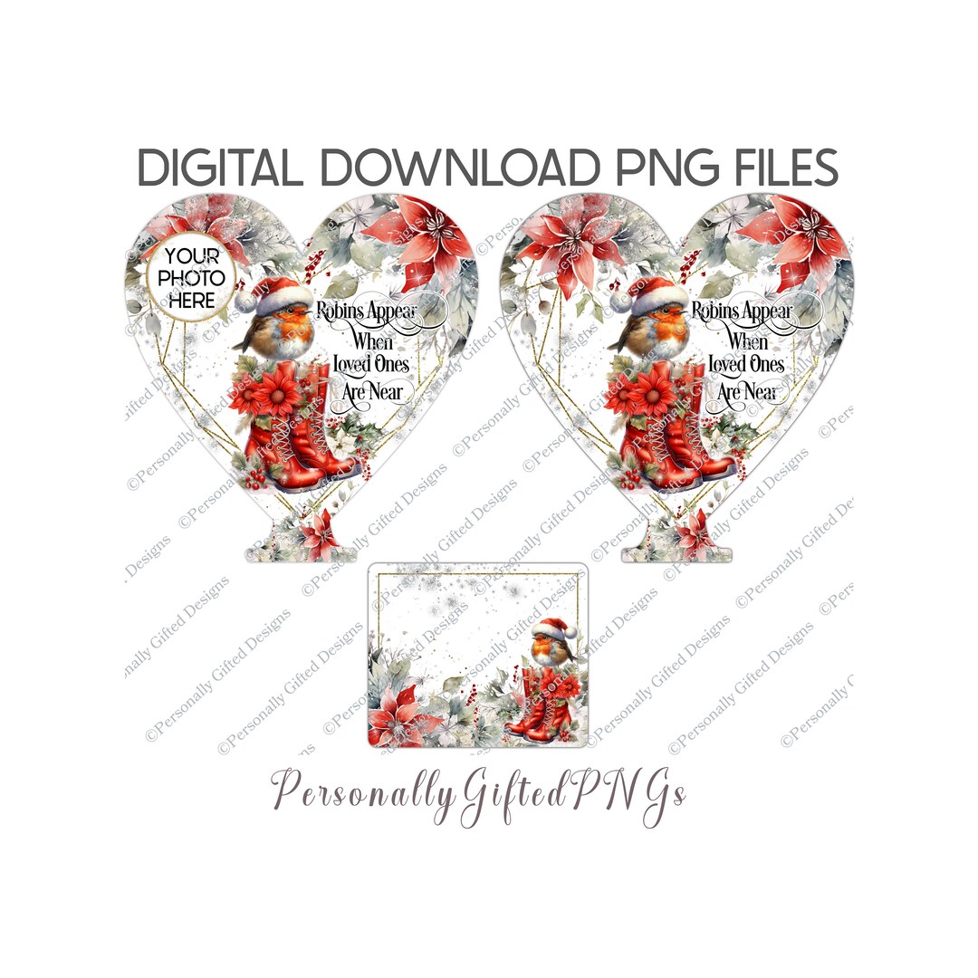 Christmas Robin Memorial Heart Light Holder Design Bundle Digital ...