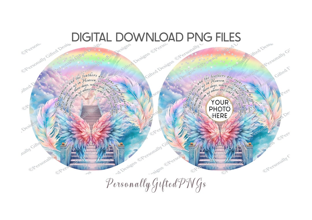 Rainbow & Feather Memorial Circle Design Digital Download, Feather ...