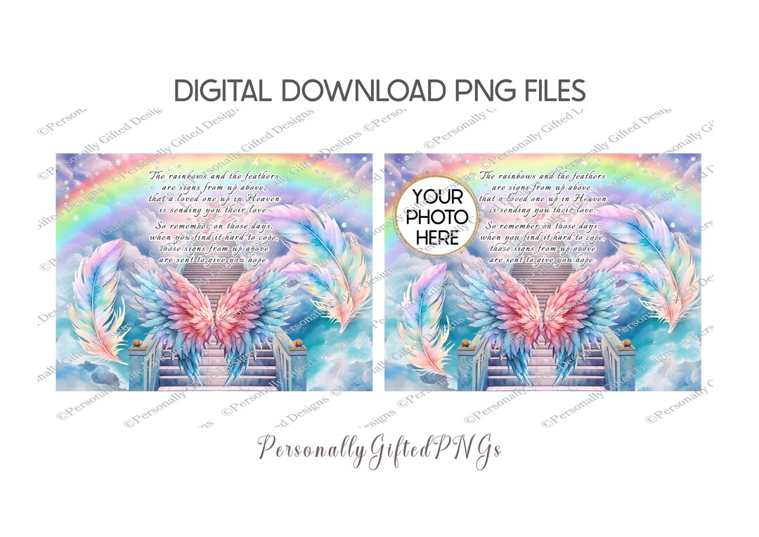 Rainbow & Feather Memorial Design Digital Download, Memorial Slate ...