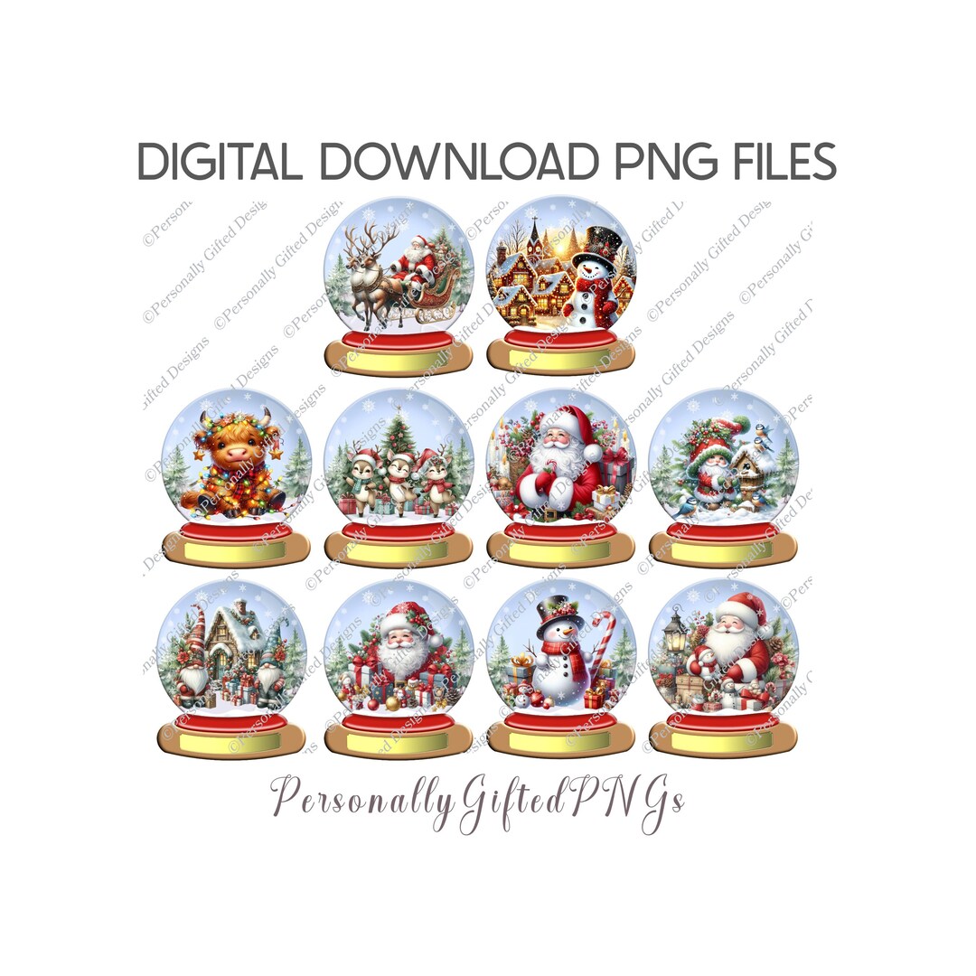 Christmas Snow Globe Bundle Digital Download, 10 Pngs, Snow Globe PNG ...