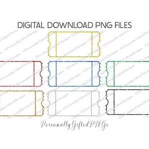 Glitter Effect Ticket Frame Design Bundle Digital Download, 7 Colours ...