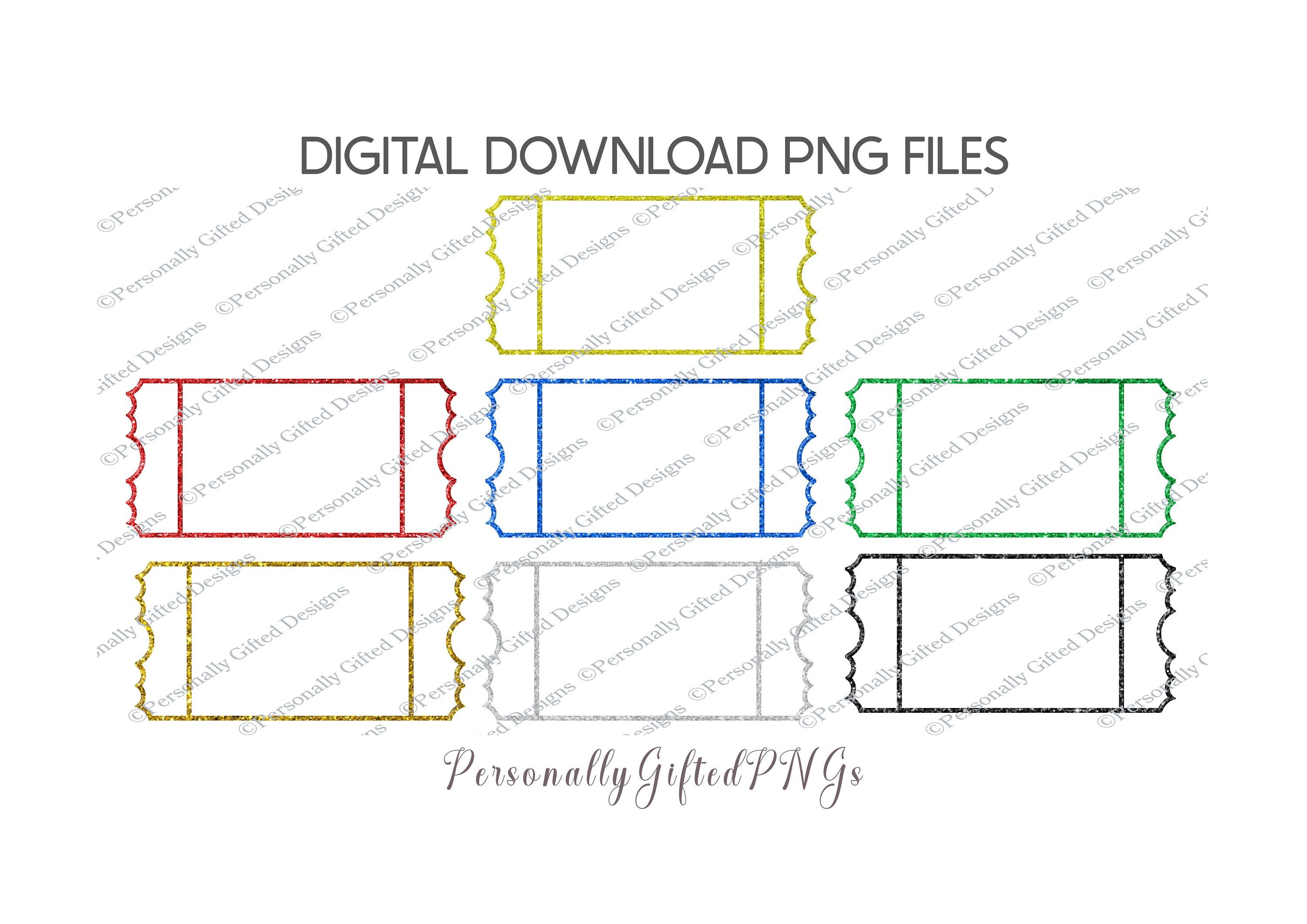 Glitter Effect Ticket Frame Design Bundle Digital Download 7 - Etsy UK