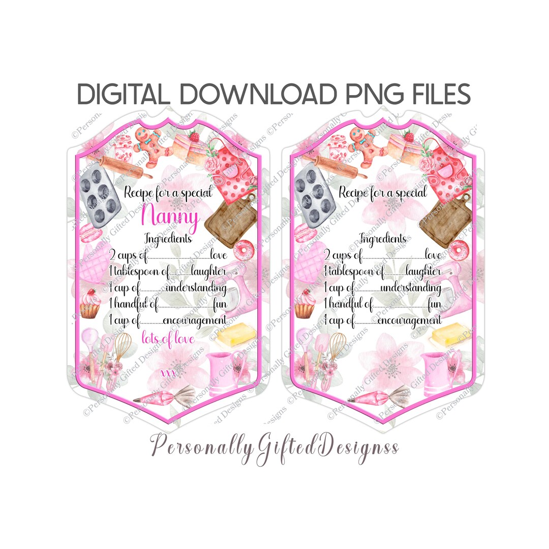 Recipe for A Special Nanny Shield Design Digital Download, Mother's Day ...