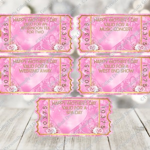 Mother's Day Ticket Design Bundle Digital Download, 6 Pngs, Pink ...