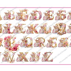 Reindeer Alphabet Digital Download, 26 Pngs, Pink & Gold Reindeer ...
