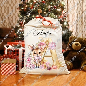 Reindeer Alphabet Digital Download, 26 Pngs, Pink & Gold Reindeer ...