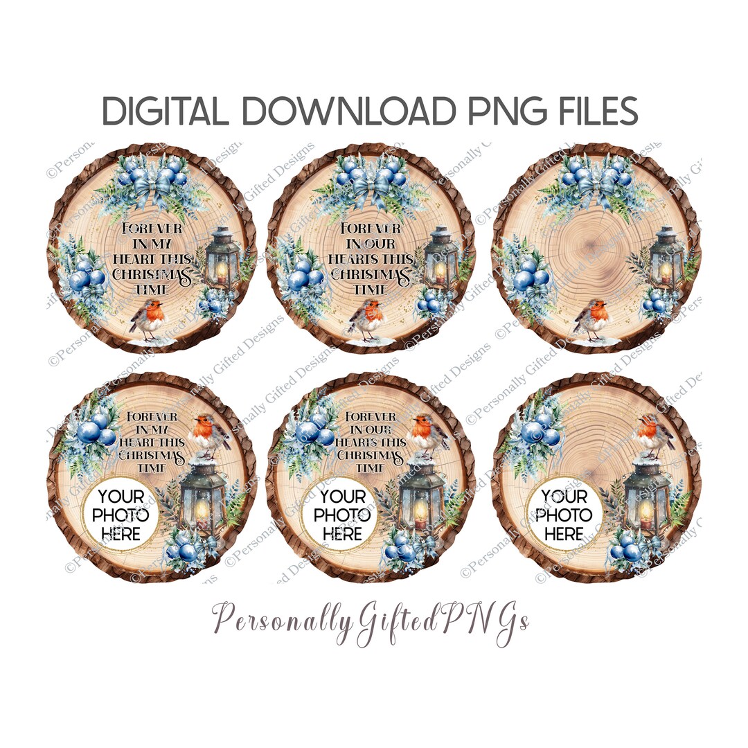 Lantern & Robin Memorial Log Slice Design Bundle Digital Download ...
