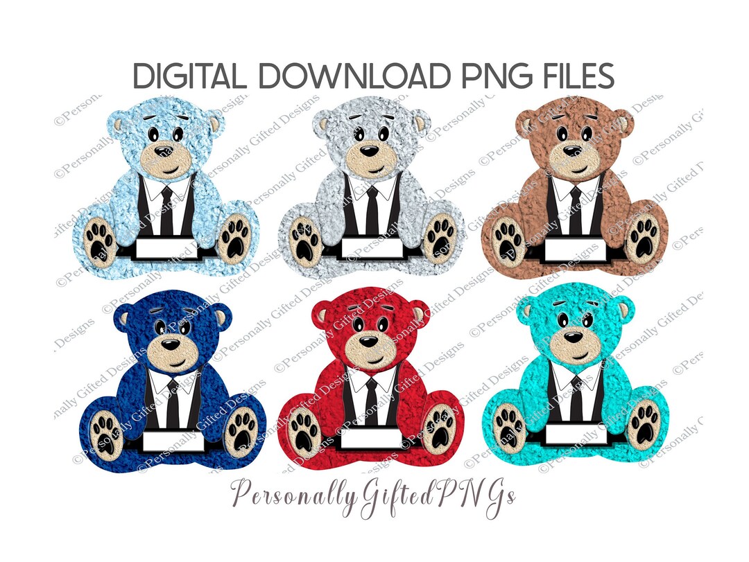 Bear Keyring Design Bundle Digital Download, 6 Pngs, Bears in Suits ...