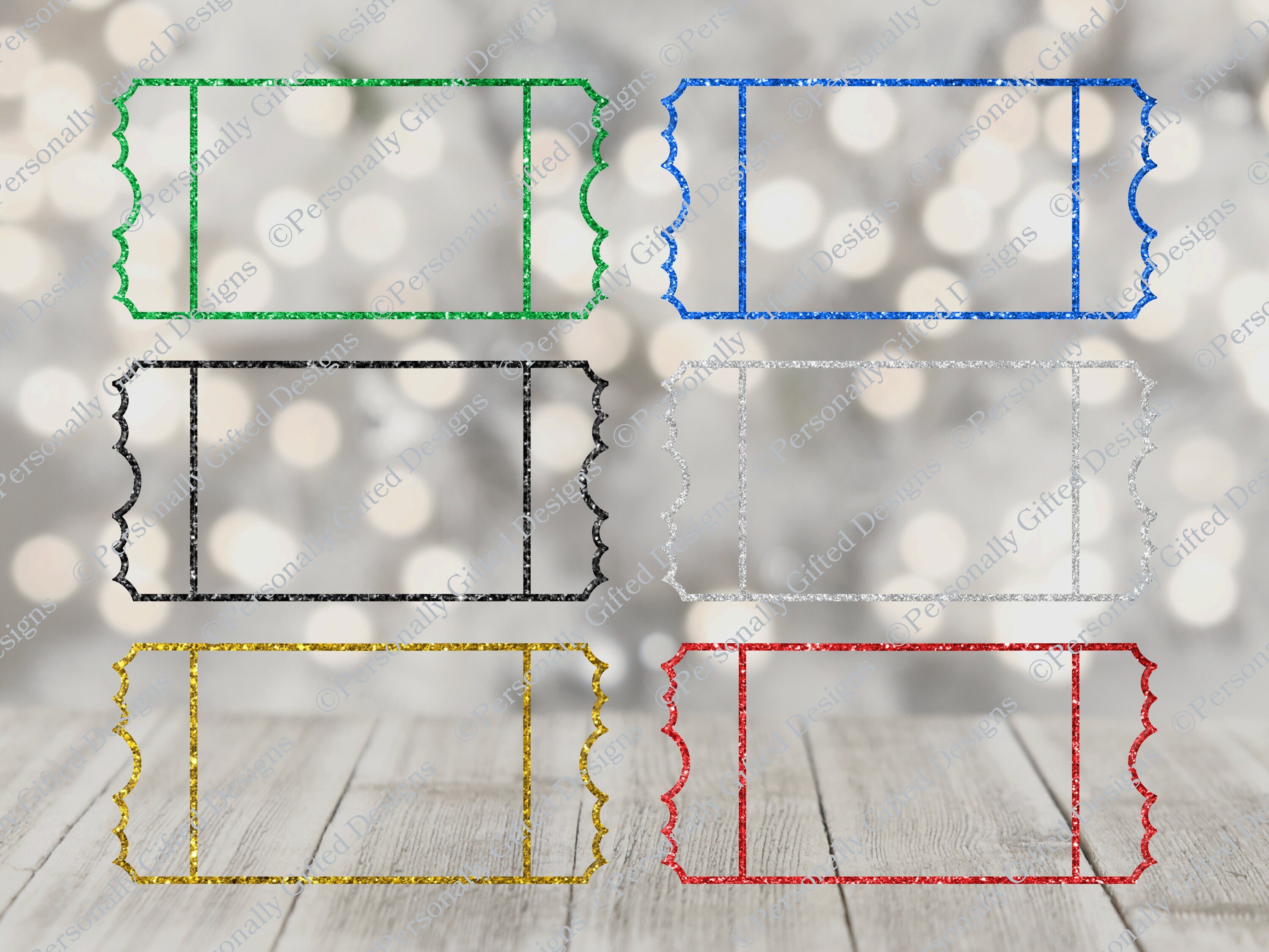 Glitter Effect Ticket Frame Design Bundle Digital Download 7 - Etsy UK