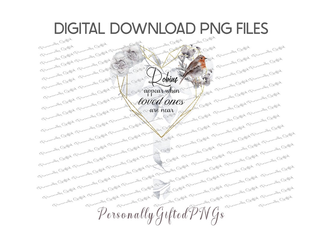 Robin Heart Grave Marker Digital Download, Robin Sublimation Design ...