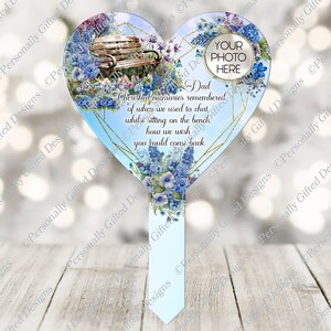 Bench Memorial Heart Grave Marker Design Digital Download, Blue Bench ...