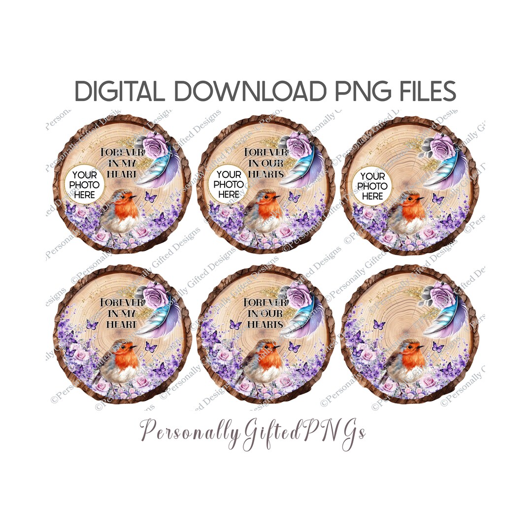 Robin Memorial Log Slice Design Digital Download, Purple Robin Memorial ...