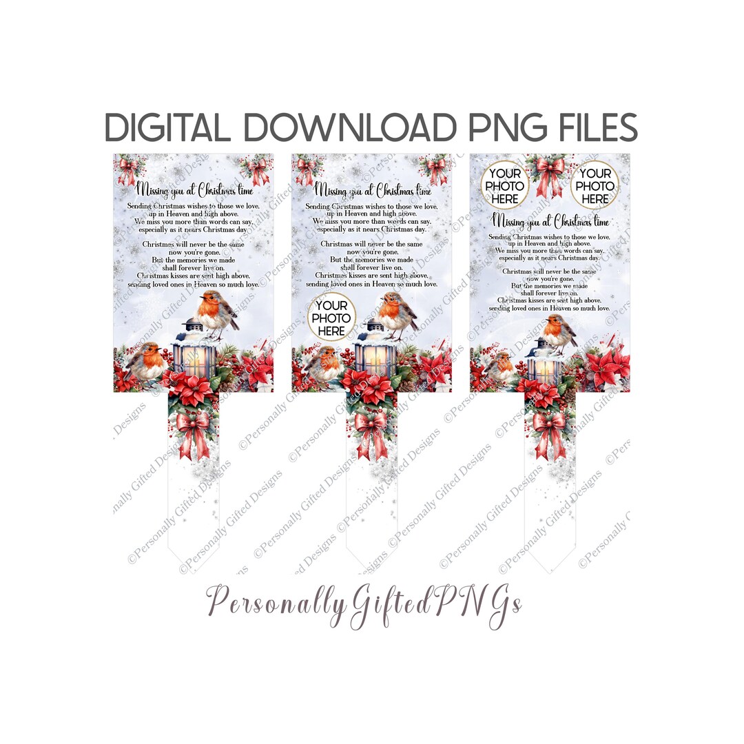 Robin Memorial Christmas Card Grave Marker Design Digital Download ...