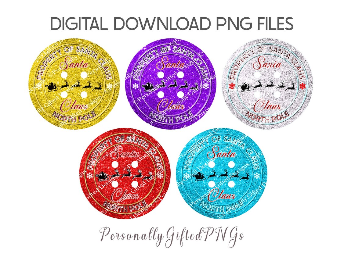 Santa Button Design Bundle Digital Download 5 Pngs Santa - Etsy UK