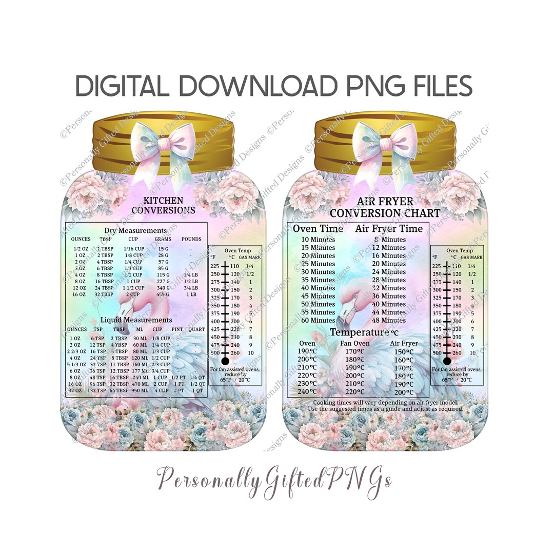 Flamingo Kitchen Conversion Chart Acrylic Jar Design Digital Download ...