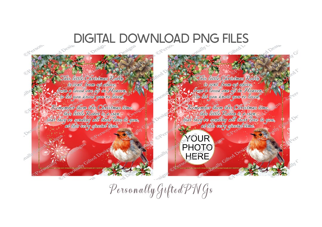 Robin Memorial Poem Square Design Bundle Digital Download, Christmas ...