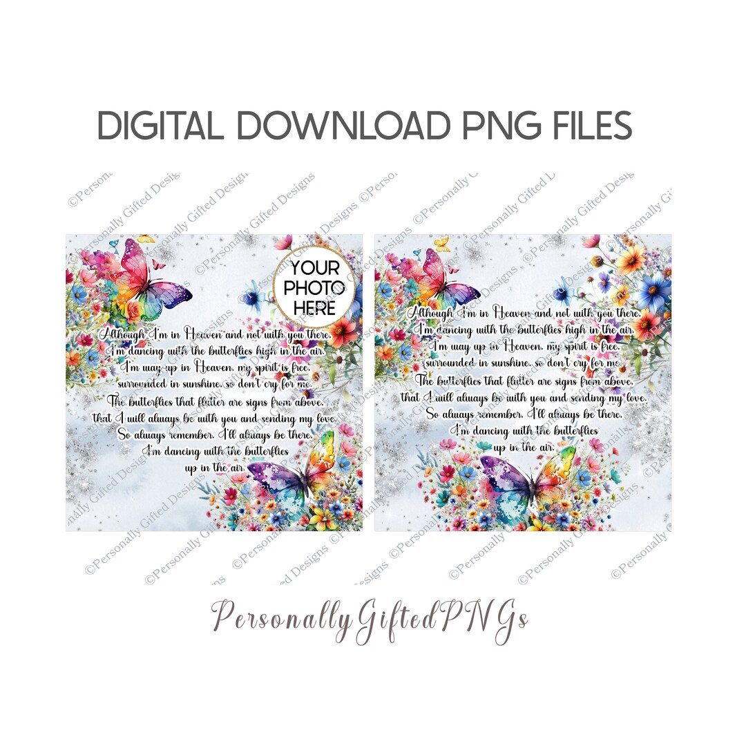 Butterfly Memorial Poem Design Bundle Square Design Digital Download ...