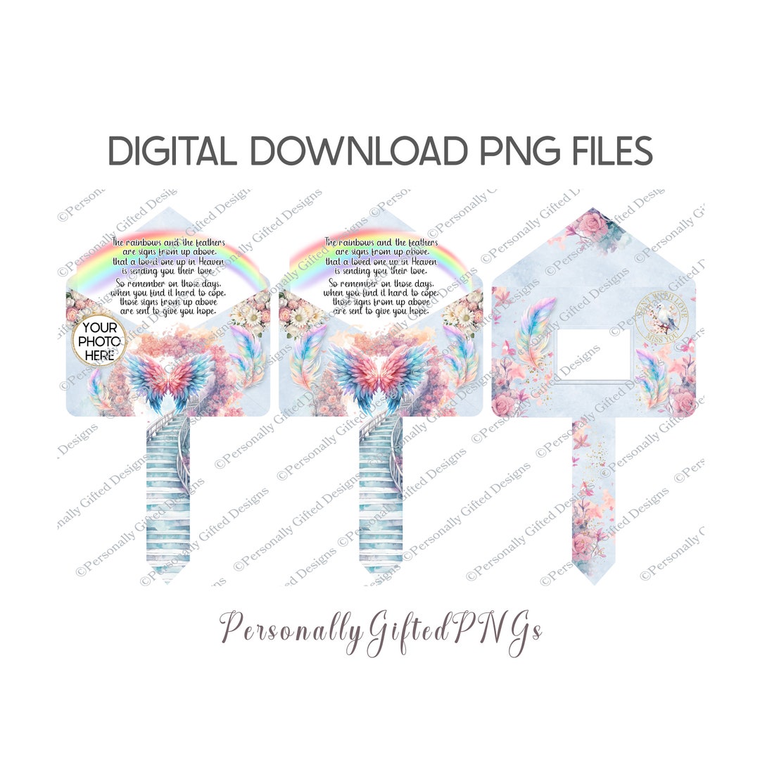 Rainbows & Feathers Memorial Poem Grave Marker Design Digital Download ...