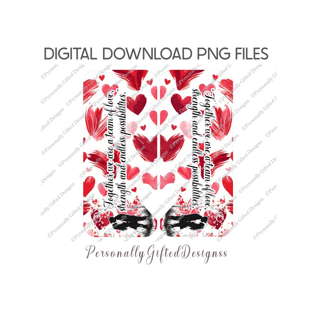 Valentine's Day Dual Heart Keyring Inspirational Quote Design Digital ...