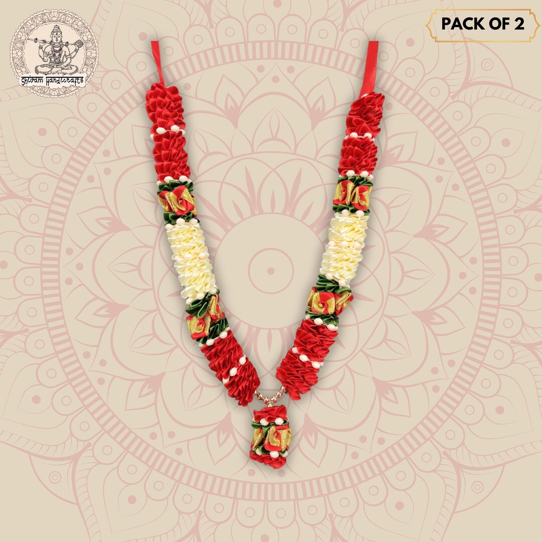 Handmade Satin Flower Garland Mala for God Idols, Photo Frame, Mandir ...