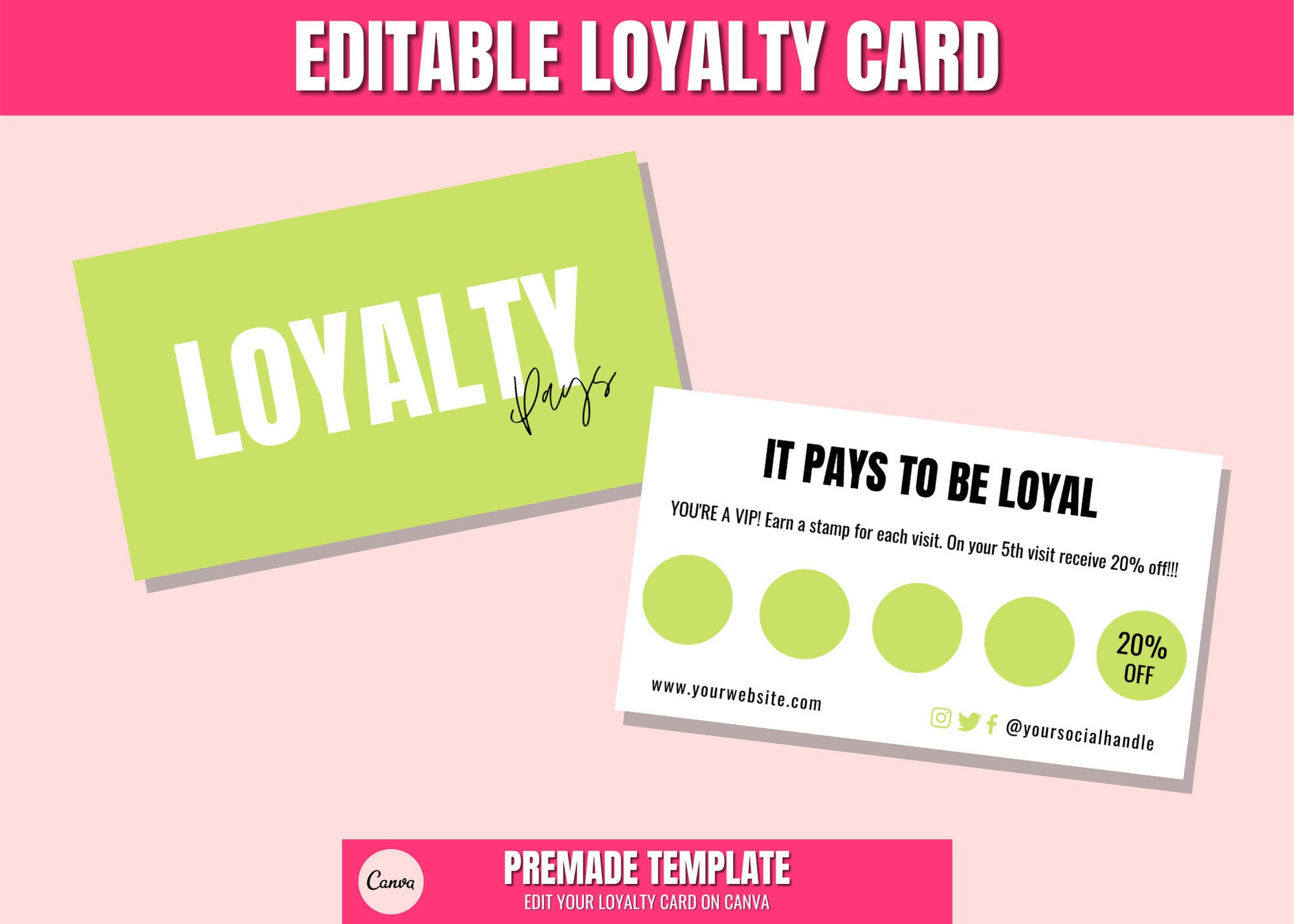 EDITABLE Loyalty Card, Printable Loyalty Card Template, Beauty Loyalty ...