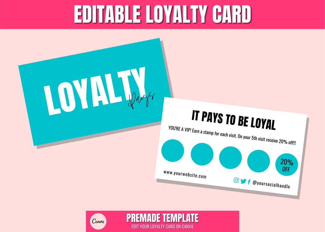 EDITABLE Loyalty Card, Printable Loyalty Card Template, Beauty Loyalty ...