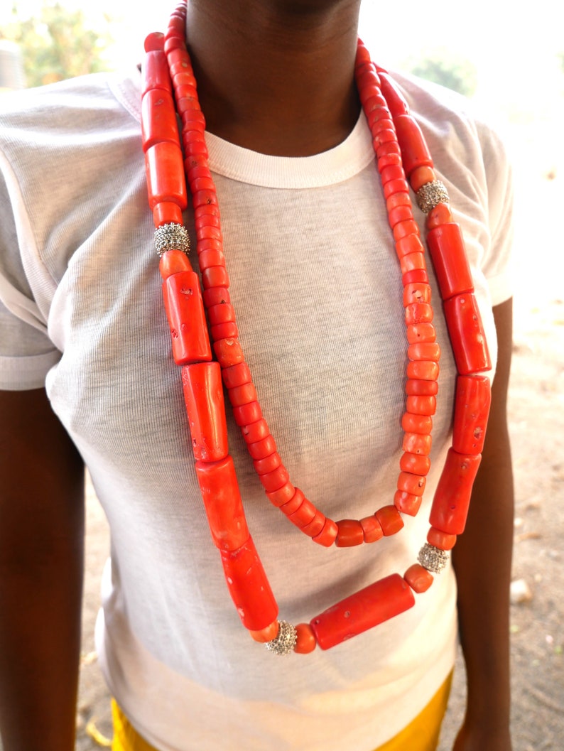Handcrafted Beaded Jewelry, Coral Beads , African Male Beads, Nigerian ...