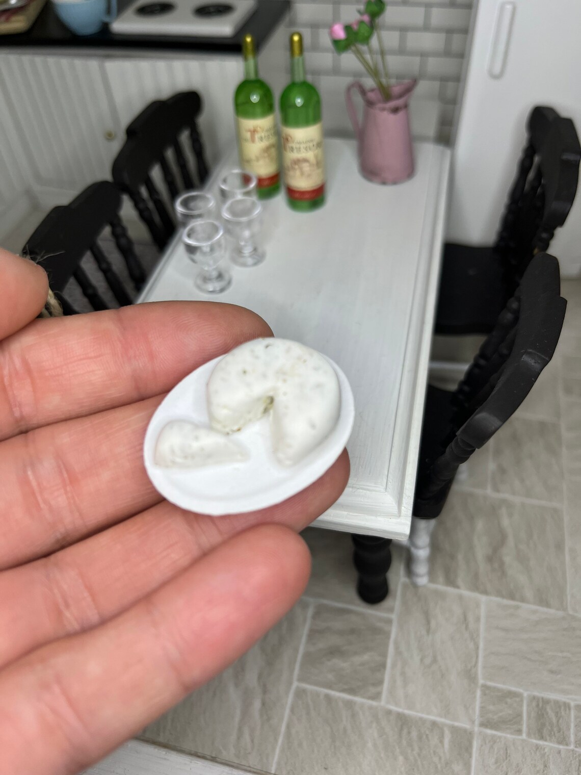 Mini Cheese Wheel and Slice for Dollhouse Scale 1:12 White | Etsy