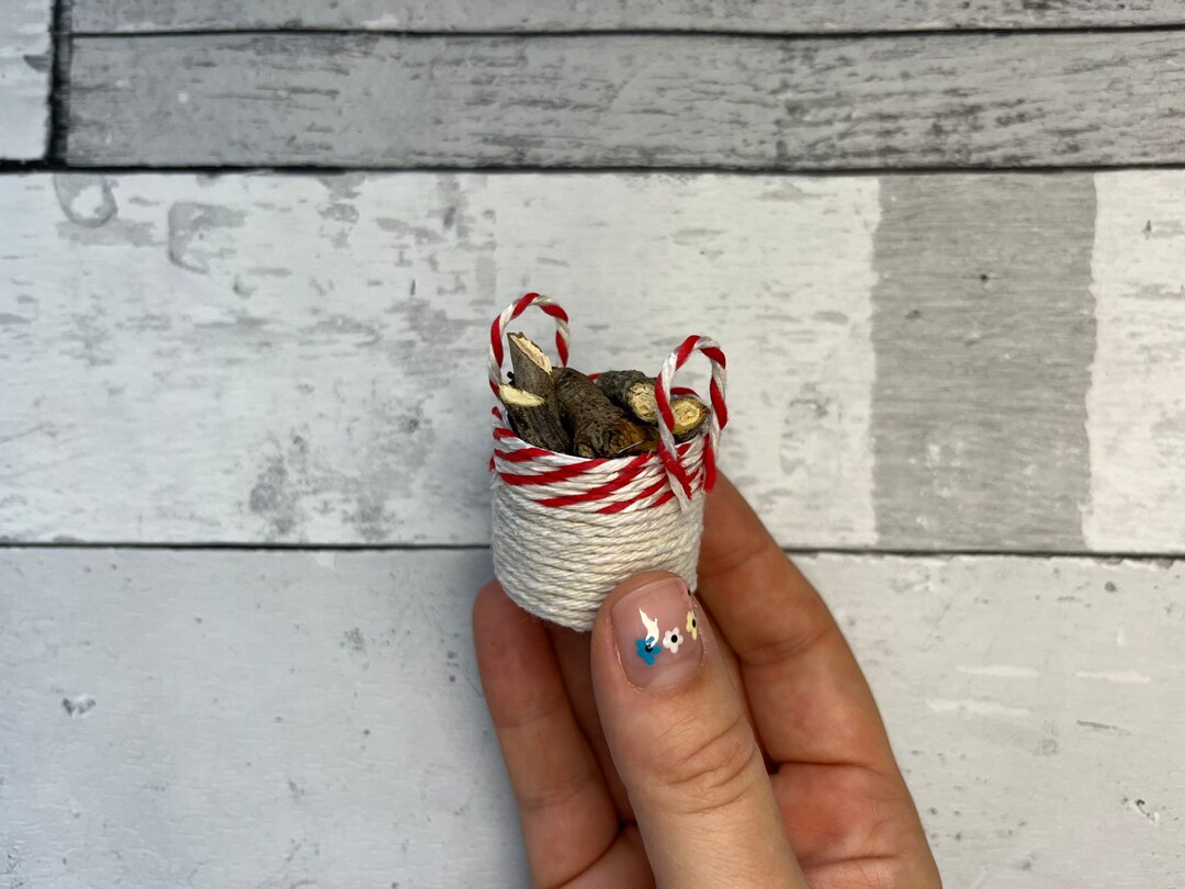 Mini Christmas Basket of Fire Logs Dolls House Miniature - Etsy