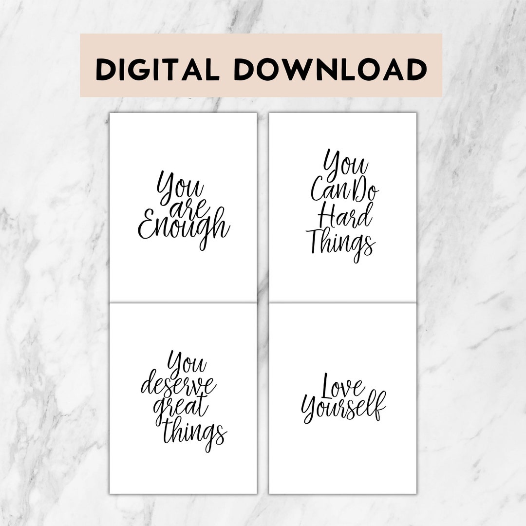 Printable Wall Art, Self Love Wall Art, Love Yourself, You Can Do Hard ...