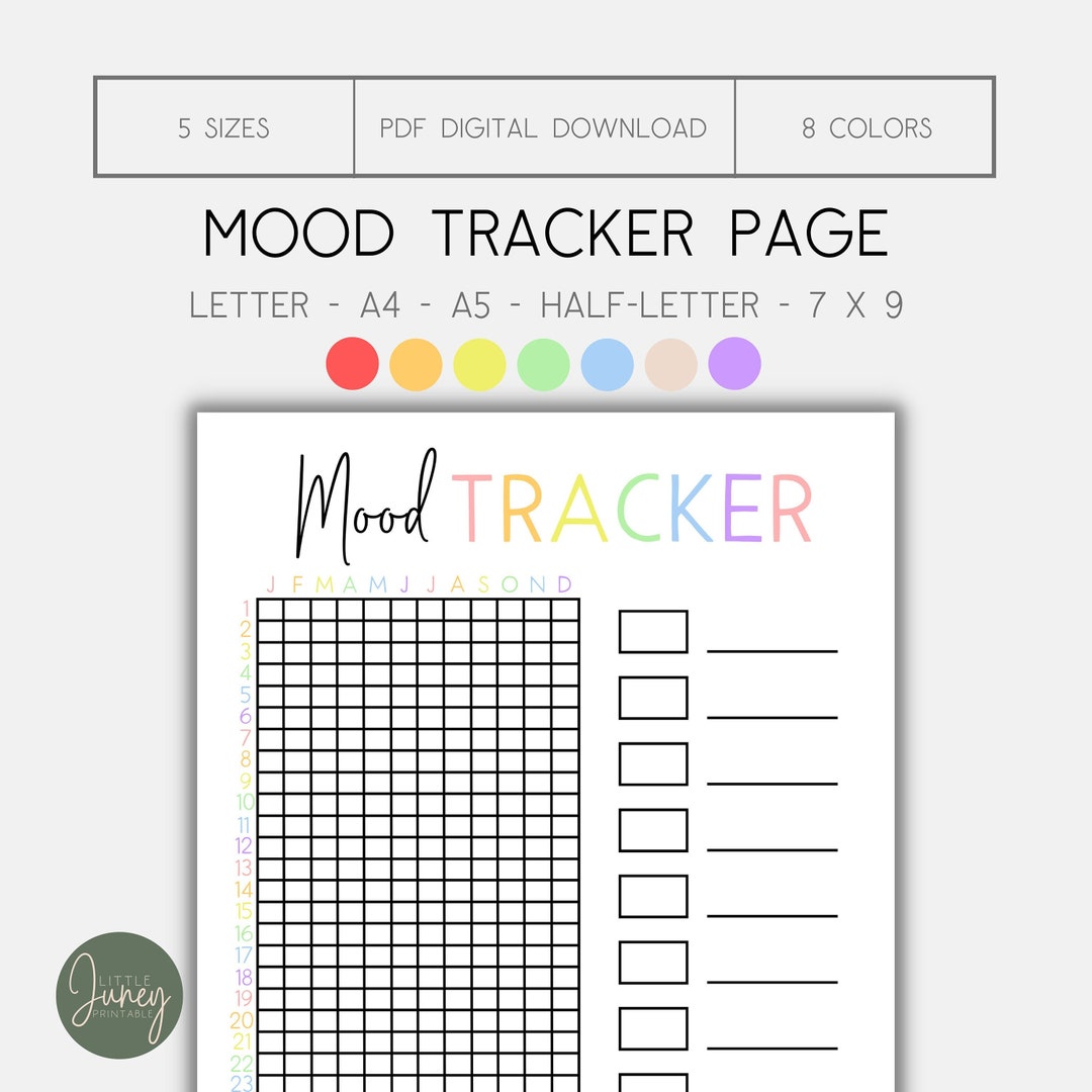 Printable Mood Tracker, Digital Download, Mood Tracker for Planner ...