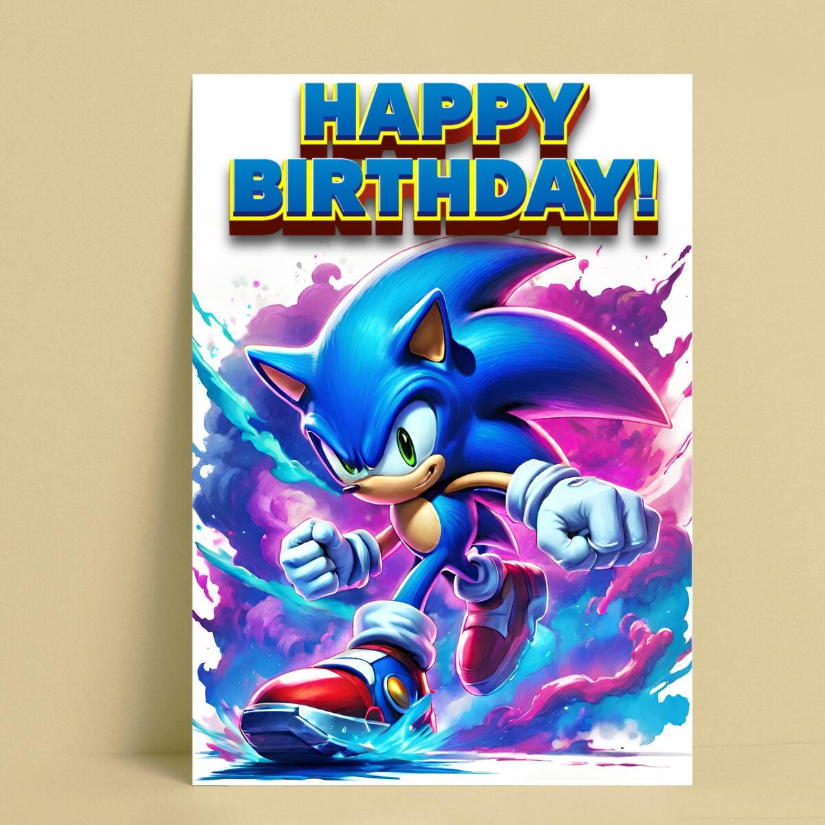 Printable Birthday Card With Sonic Cartoon, Printable Greeting Card ...
