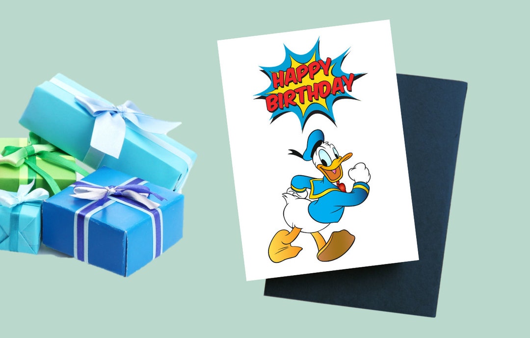 Printable Birthday Card With Donald Duck, Printable Greeting Card ...