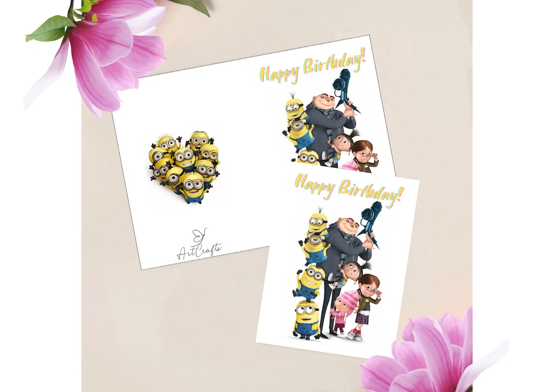 Printable Birthday Card Minion Printable Greeting Card - Etsy