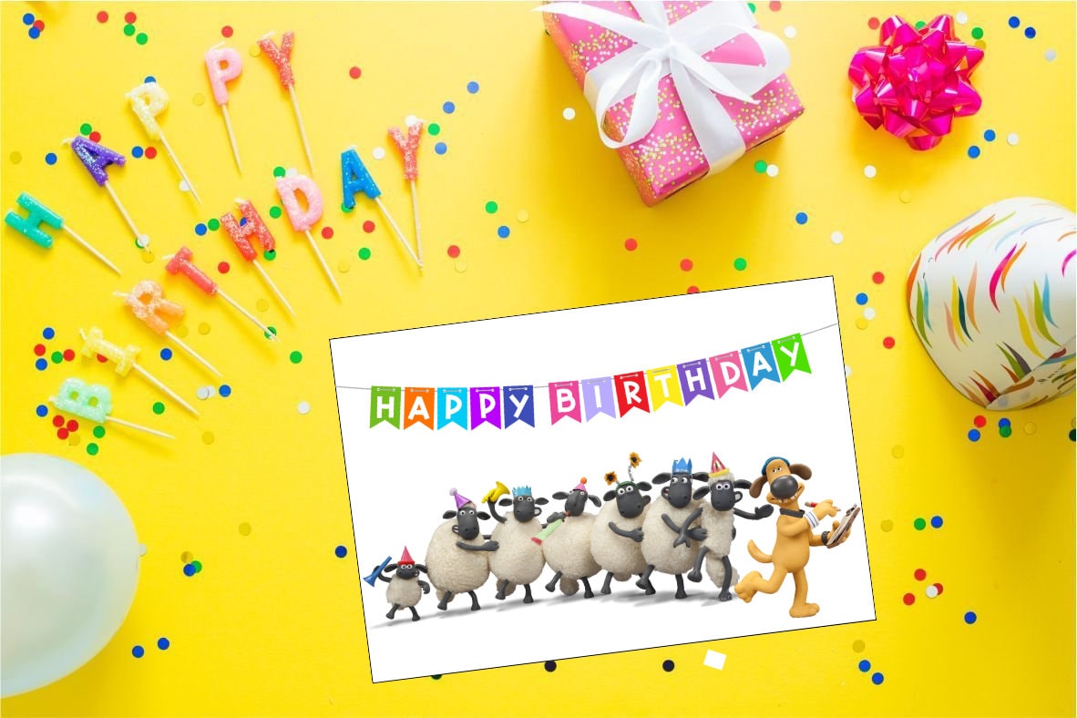 Printable Birthday Card Shaun the Sheep, Printable Greeting Card, Print ...