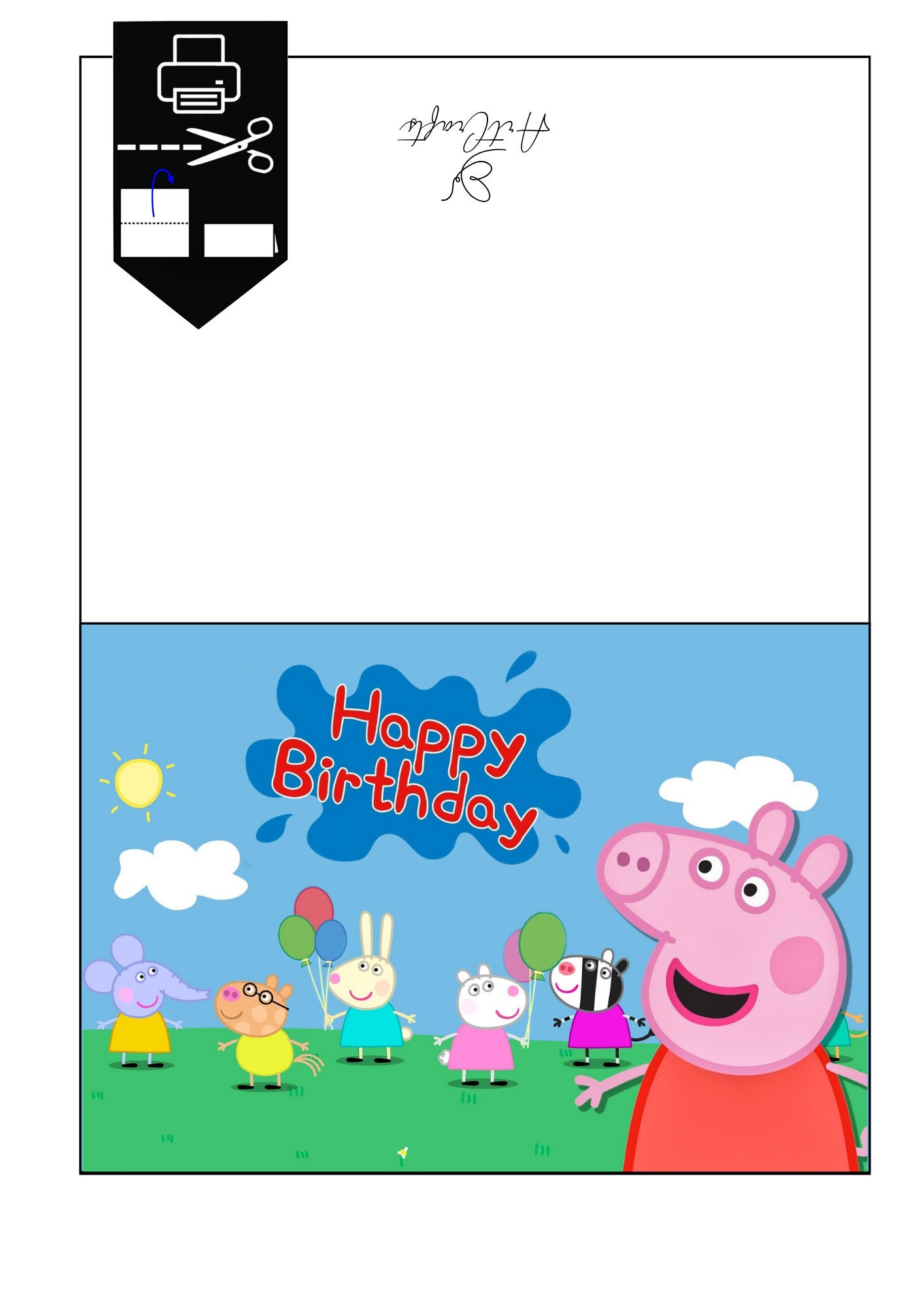 Printable Birthday Card With Peppa Pig, Printable Greeting Card, Print ...