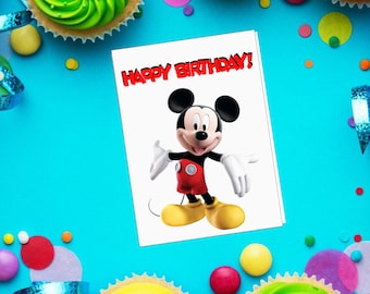 Printable Birthday Card With Mickey Mouse, Printable Greeting Card ...